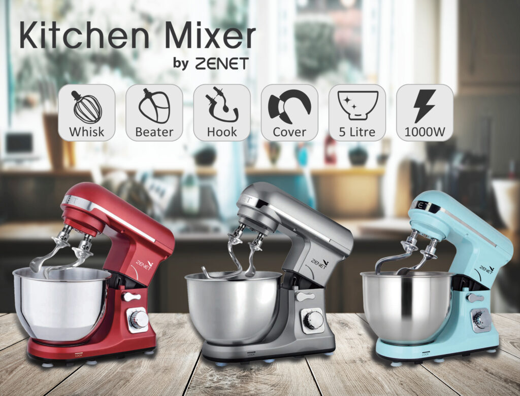 ZENET Stand Mixer With 5L Bowl SILVER - Zenet Electronics